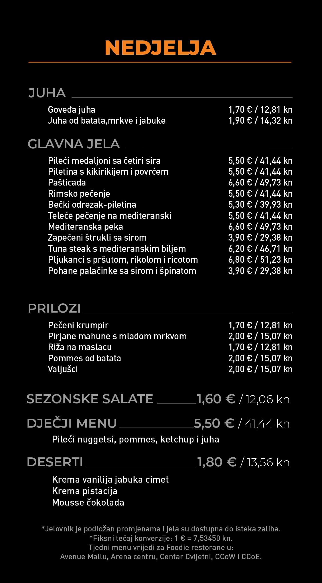 Foodie - jelovnik - Food Avenue